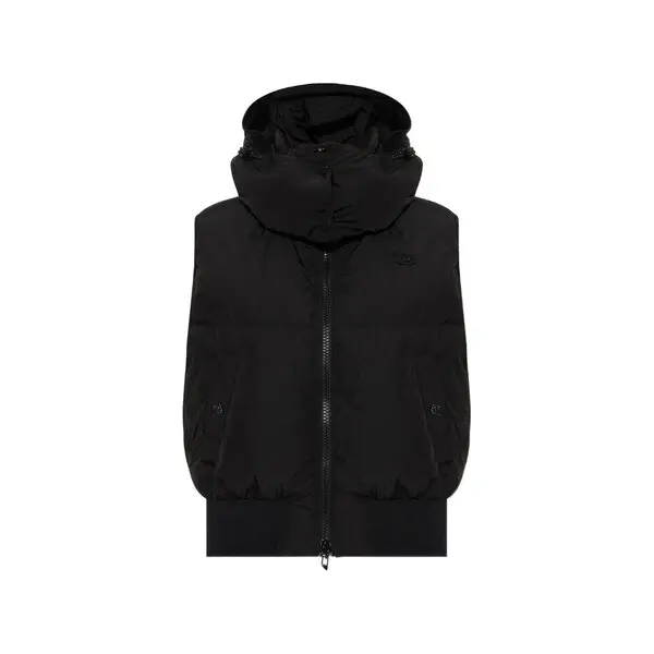 DIESEL® Padded Quilted Gilet With Drawstring Hood - Black