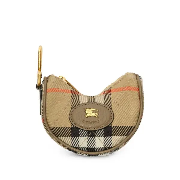 Burberry Check Leather Trimmed Charm - Cream