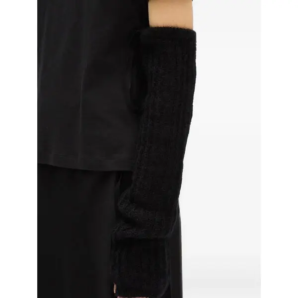 ANN DEMEULEMEESTER Rib-knit Silk & Mohair Gloves
