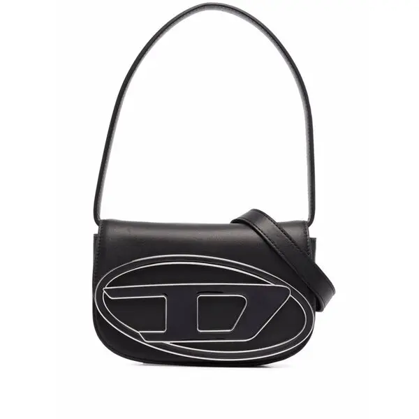 DIESEL® Leather Shoulder Bag With Logo Plaque