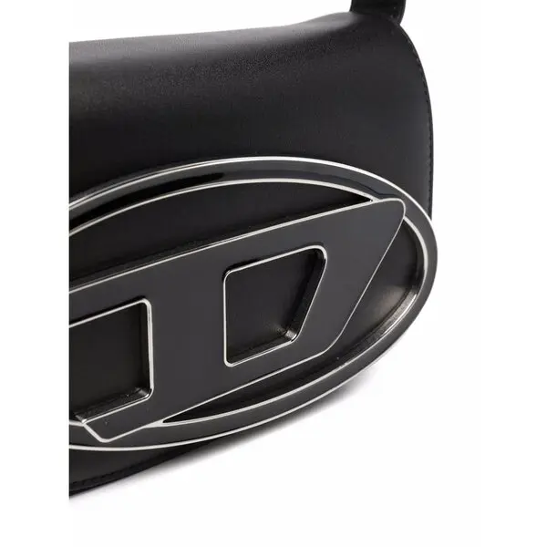 DIESEL® Leather Shoulder Bag With Logo Plaque
