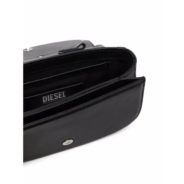 DIESEL® Leather Shoulder Bag With Logo Plaque