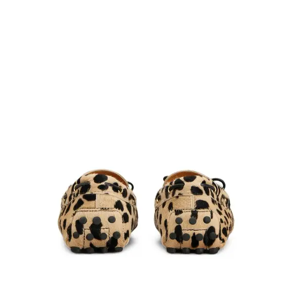TOD'S Pony Effect Leopard Print Loafers - Cream