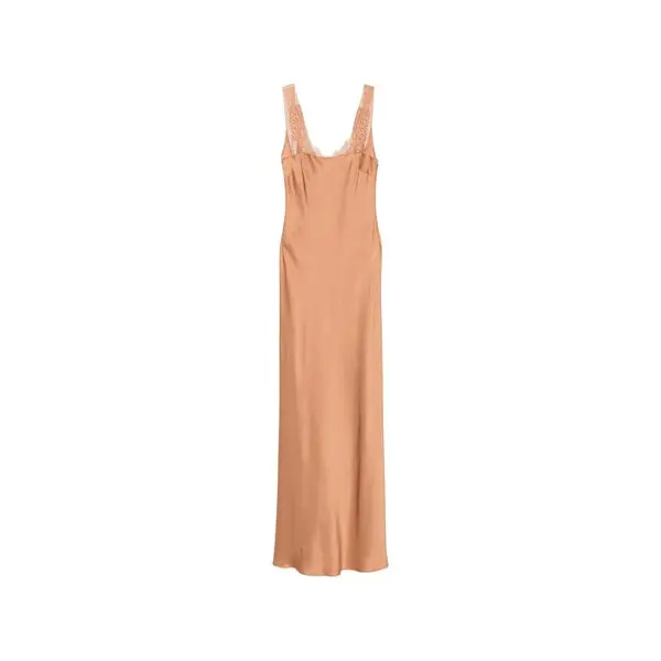 FORTE_FORTE Satin Lace Trim Evening Dress - Cream