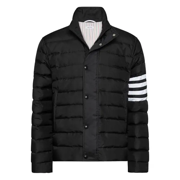 Thom Browne Padded Jacket With Four-bar Stripe Detail - Black