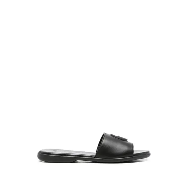Gucci Leather Double G Slide Sandals - Black