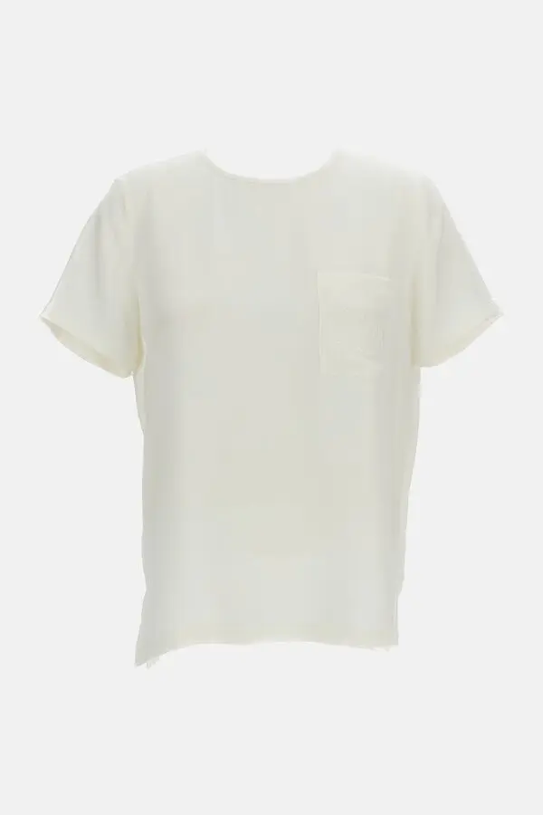 Max Mara Short-sleeved Silk Top With Embroidered Logo - Multicolor