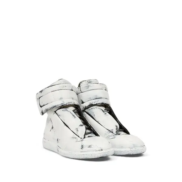 MAISON MARGIELA High Top Sneakers With Hook And Loop Fastening - White