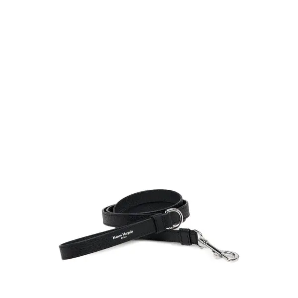 MAISON MARGIELA Grainy Leather Strap With Silver-tone Hardware - Black