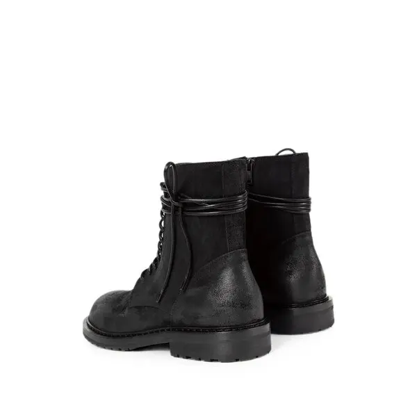 ANN DEMEULEMEESTER Suede Lace-up Zip Combat Boots