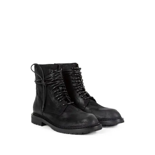 ANN DEMEULEMEESTER Suede Lace-up Zip Combat Boots