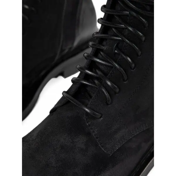 ANN DEMEULEMEESTER Suede Lace-up Zip Combat Boots