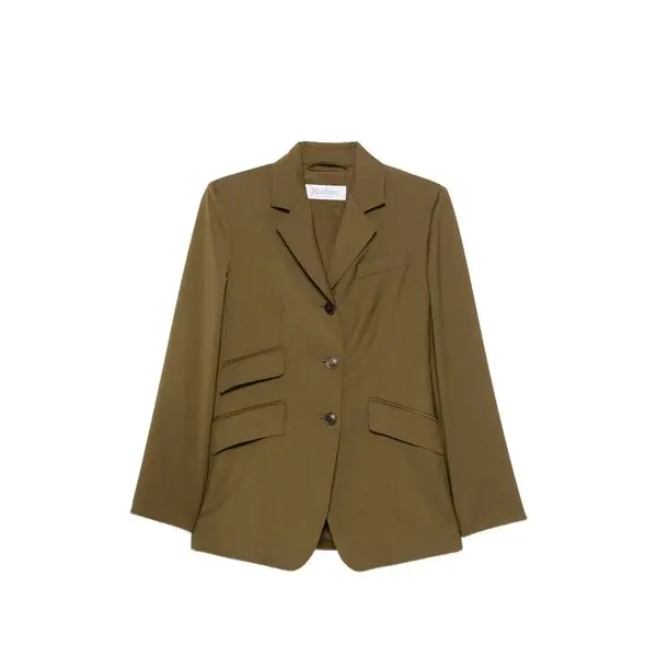 Max Mara Tailored Blazer With Notched Lapel - Green