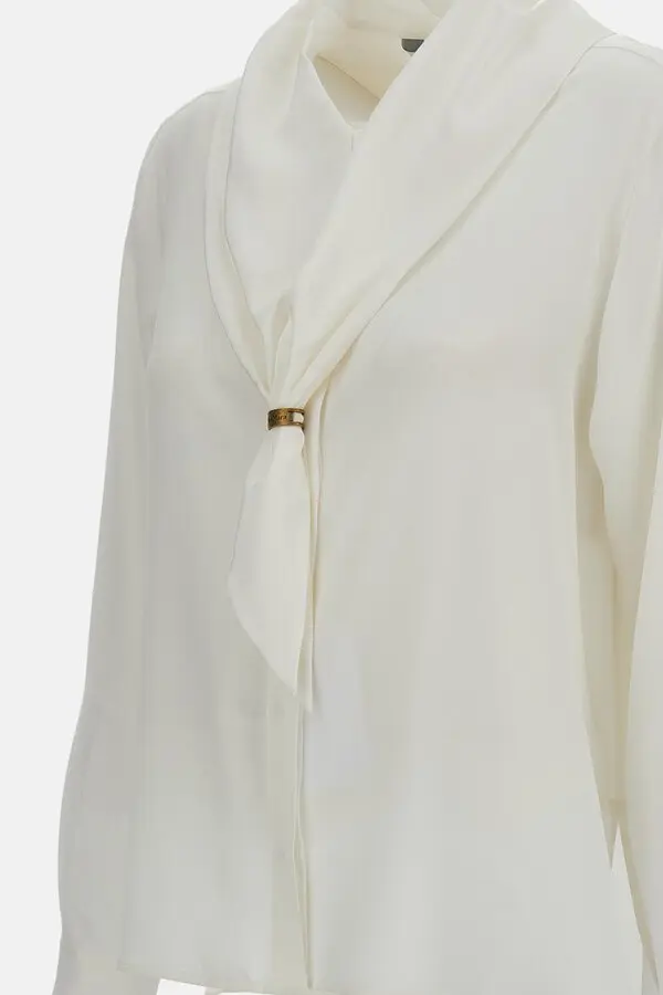 Max Mara Silk Shirt With Integrated Tie-neck Scarf - Multicolor
