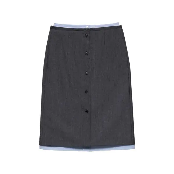 Prada Grey Layered Effect Pencil Skirt - Gray