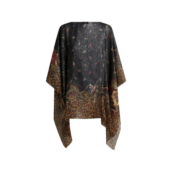 Etro Silk Twill Printed Kaftan Top - Black