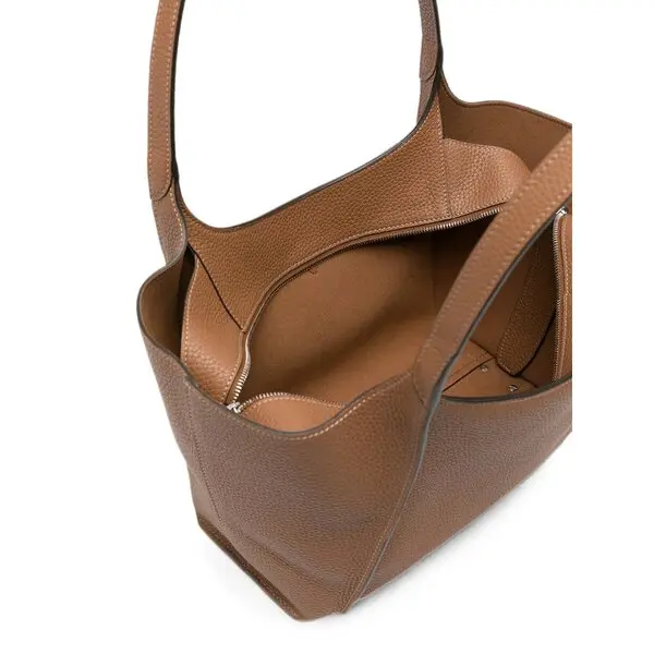 TOD'S T Timeless Tote Bag In Grained Leather - Brown