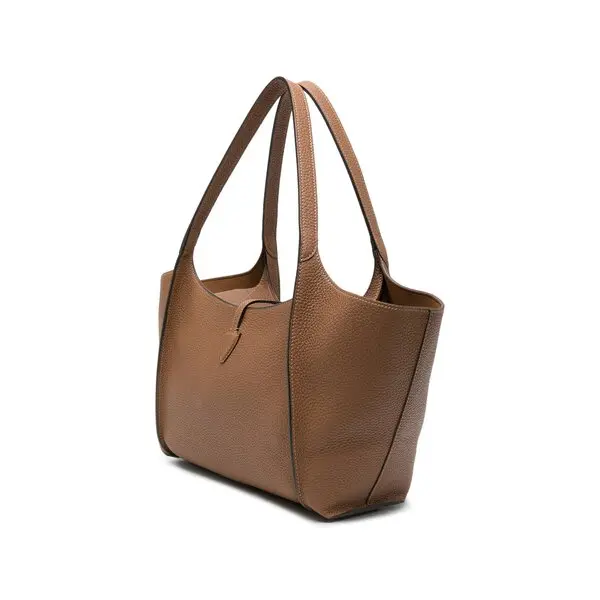 TOD'S T Timeless Tote Bag In Grained Leather - Brown
