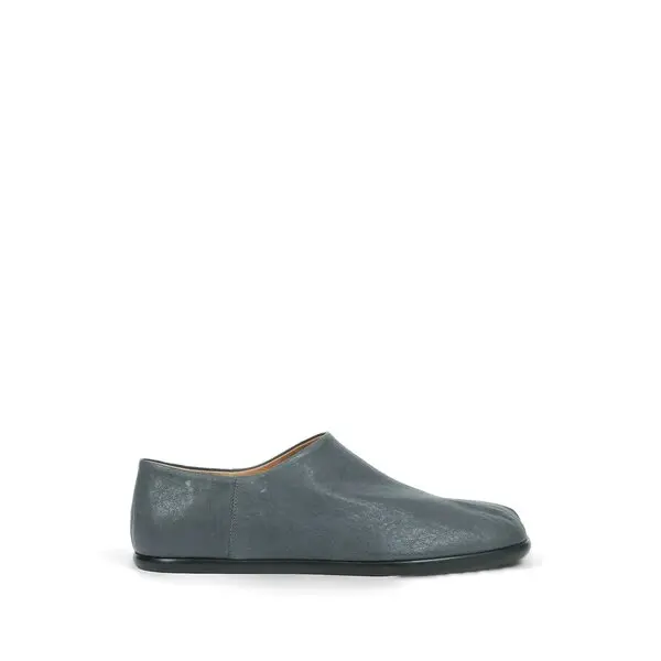 MAISON MARGIELA Grey Aged Leather Tabi Split Toe Loafers - Gray