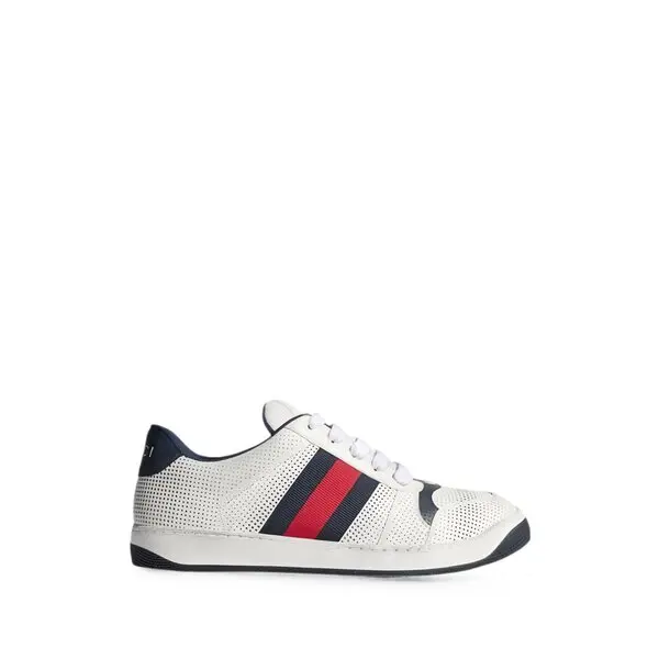 Gucci Low-top Trainers With Web-stripe Detail - White