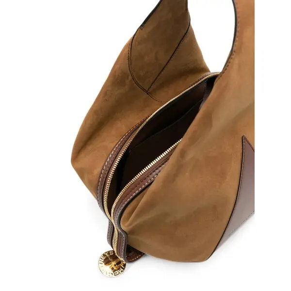 Stella McCartney Suede Effect Tote Bag With Logo Charm - Brown