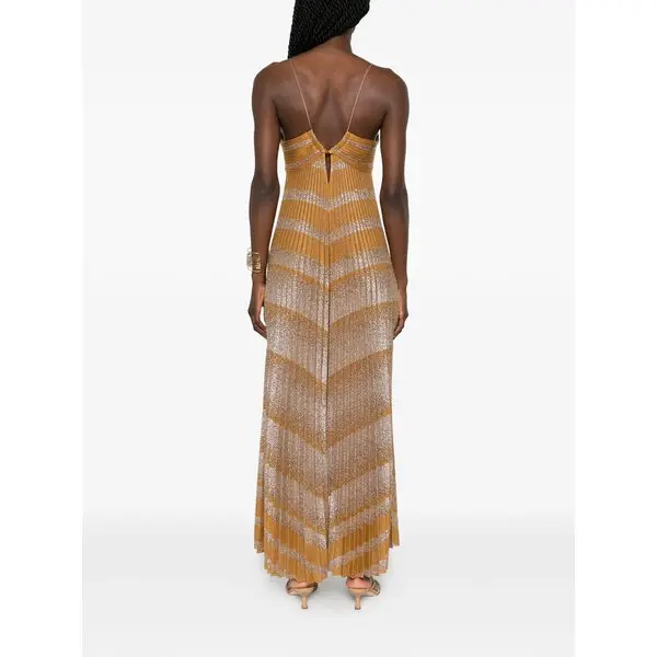 FORTE_FORTE Pleated Metallic Maxi Dress - Yellow