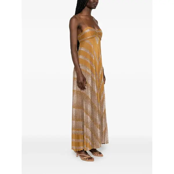 FORTE_FORTE Pleated Metallic Maxi Dress - Yellow