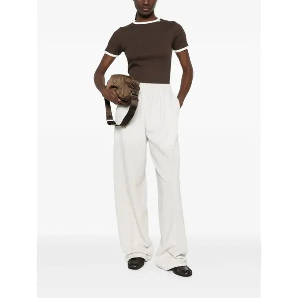Prada Wide Leg Cotton Trousers - Gray