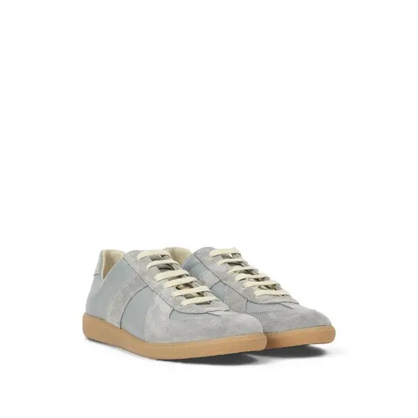 MAISON MARGIELA Low-top Paneled Suede And Leather Trainers - Blue