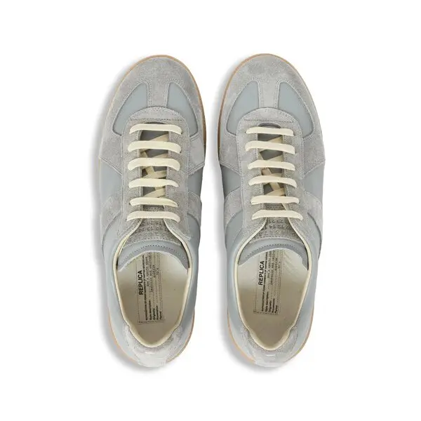 MAISON MARGIELA Low-top Paneled Suede And Leather Trainers - Blue