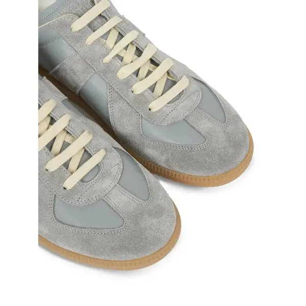 MAISON MARGIELA Low-top Paneled Suede And Leather Trainers - Blue