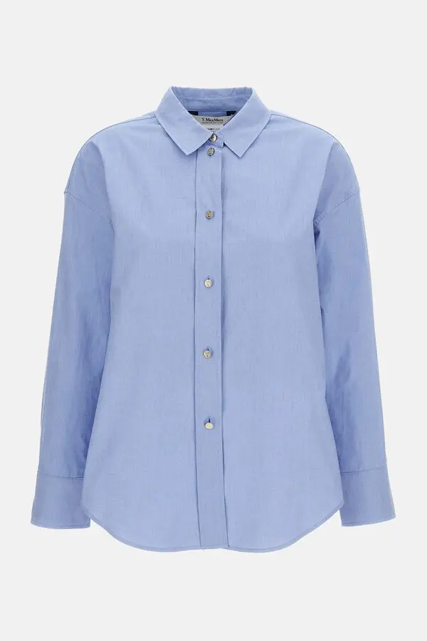 Max Mara Volonta Oxford Shirt With Dropped Shoulders And Asymmetrical Hem - Multicolor