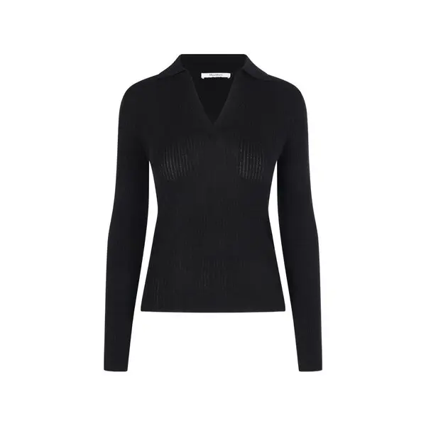 Max Mara Ribbed V-neck Knit Jumper - Black
