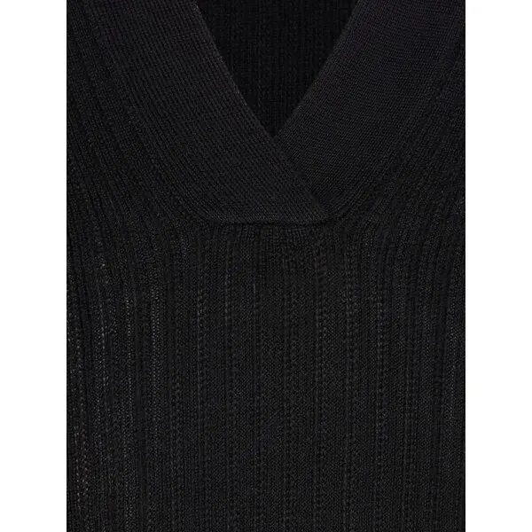 Max Mara Ribbed V-neck Knit Jumper - Black