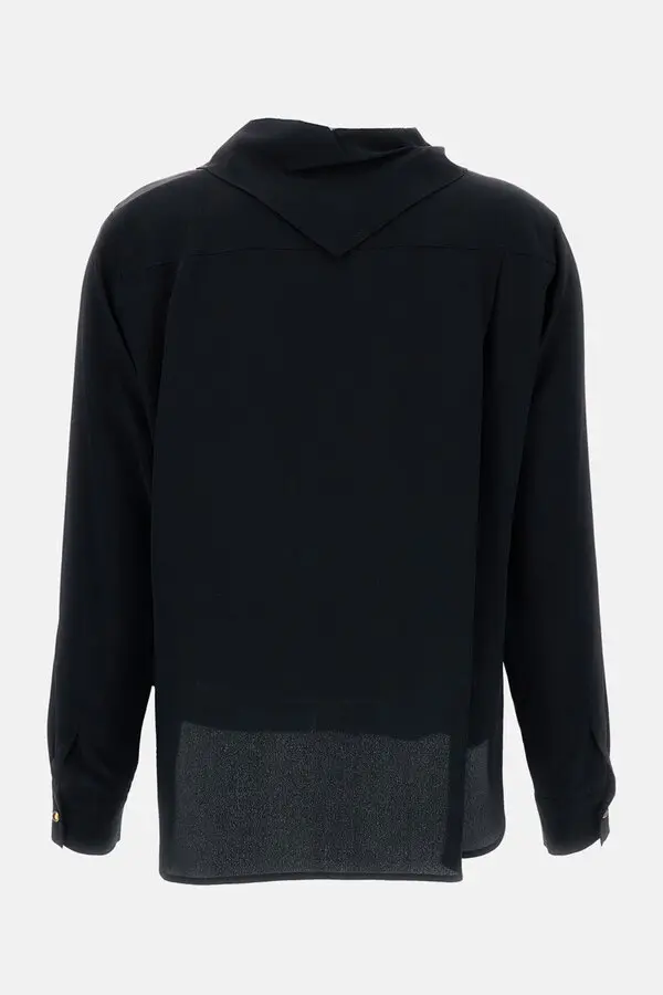 Max Mara Silk Shirt With Integrated Scarf Detail - Multicolor