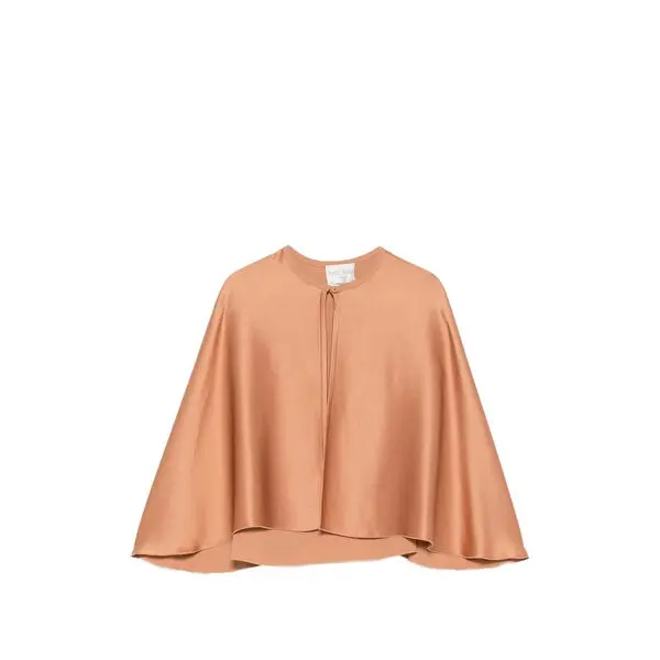 FORTE_FORTE Cropped Cape Jacket With Flared Sleeves - Cream