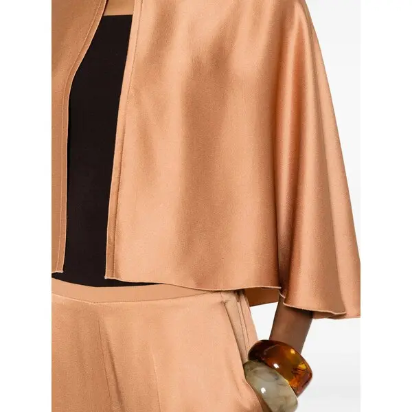 FORTE_FORTE Cropped Cape Jacket With Flared Sleeves - Cream