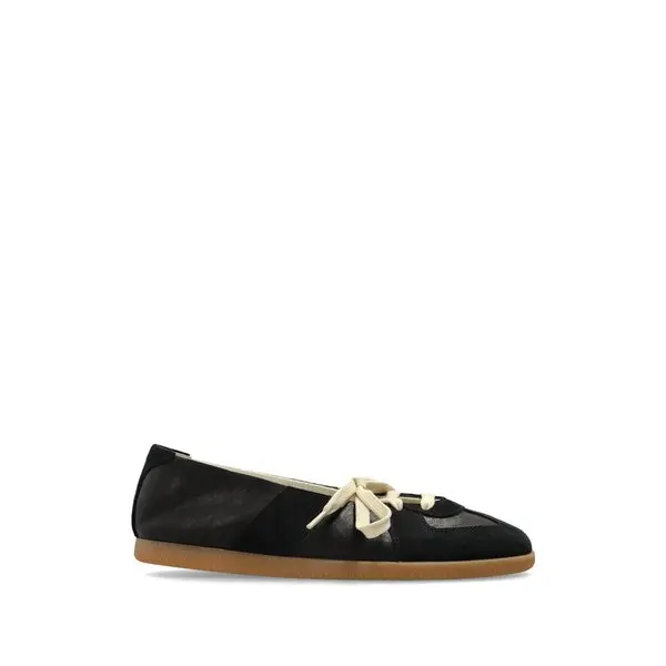 MAISON MARGIELA Suede Panel Lace-up Ballet Flats - Black