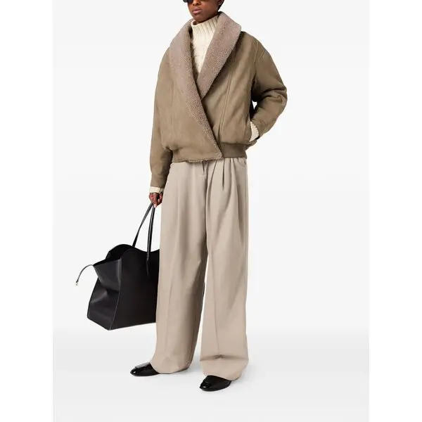 Stella McCartney Faux Shearling Trim Bomber Jacket - Cream
