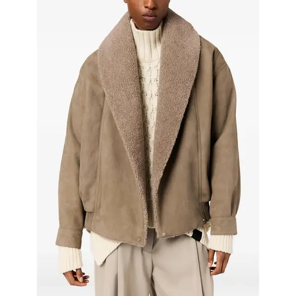 Stella McCartney Faux Shearling Trim Bomber Jacket - Cream