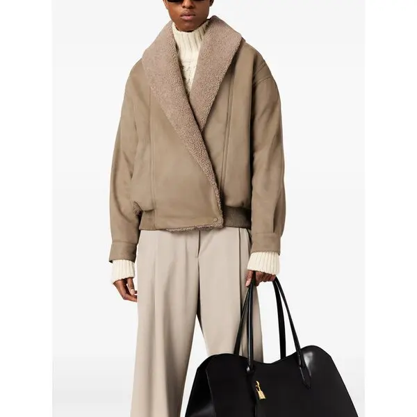 Stella McCartney Faux Shearling Trim Bomber Jacket - Cream
