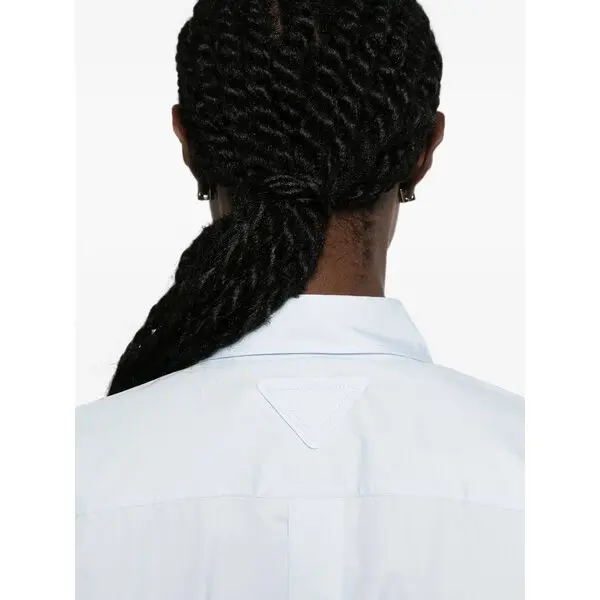 Prada Cotton Twist-detail Collar Shirt - Blue
