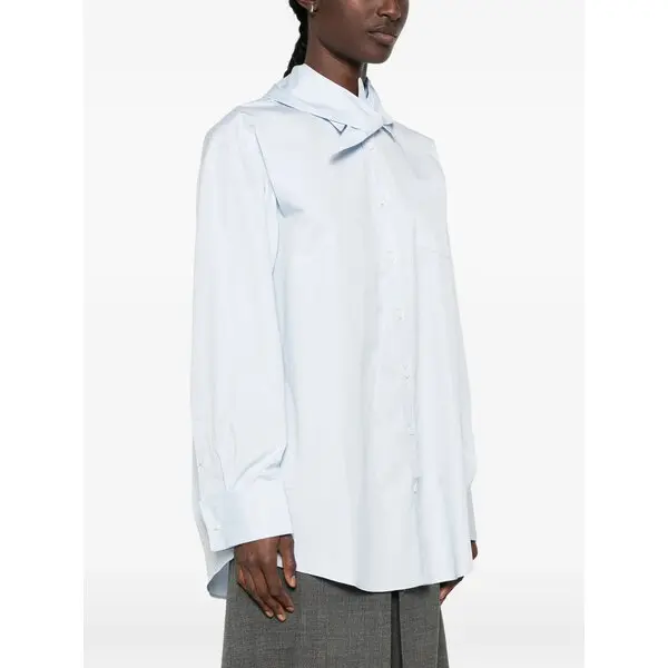 Prada Cotton Twist-detail Collar Shirt - Blue