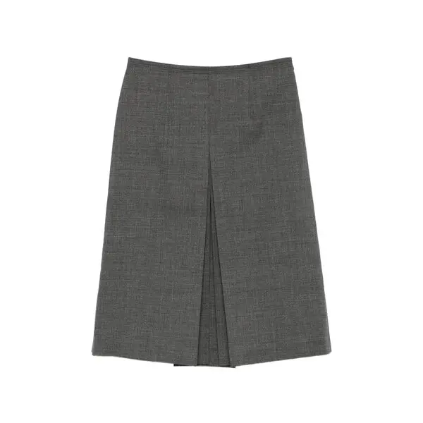 Prada Pleated Skirt With Triangle Patch - Gray