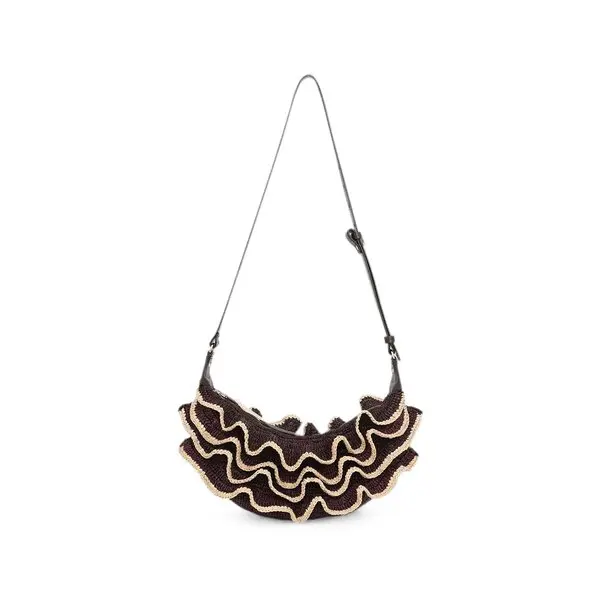 Zimmermann Shoulder Bag With Ruffled Detailing - Brown