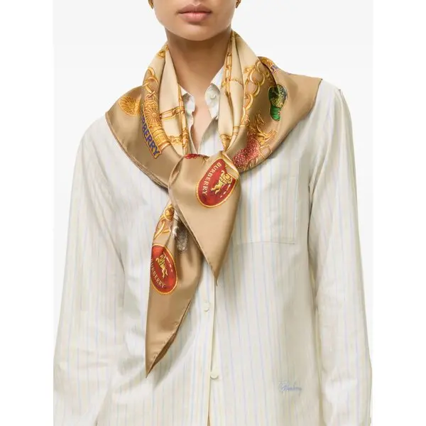 Burberry Neutrals Scarves - Cream