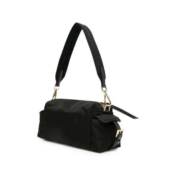 Prada Nylon Satchel With Embroidered Strap - Black