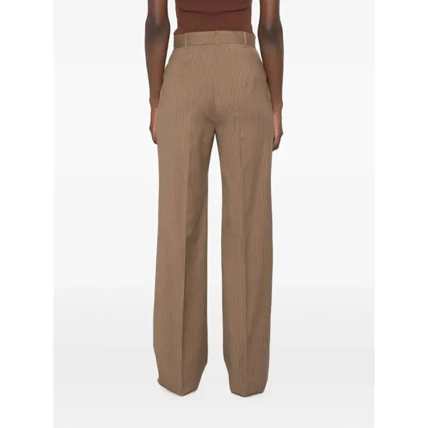 Max Mara Striped Virgin Wool Trousers - Brown