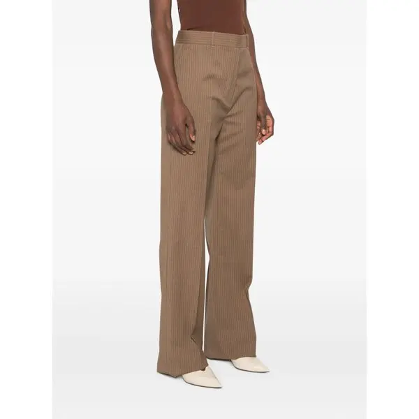 Max Mara Striped Virgin Wool Trousers - Brown
