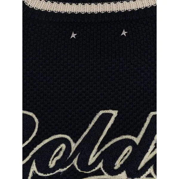 GOLDEN GOOSE Dark Waffle Knit Crew Neck Jumper